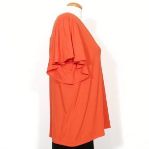 Lauren Ralph Lauren | Tops | Orange Flutter Sleeve Stretch Jersey Top X ...